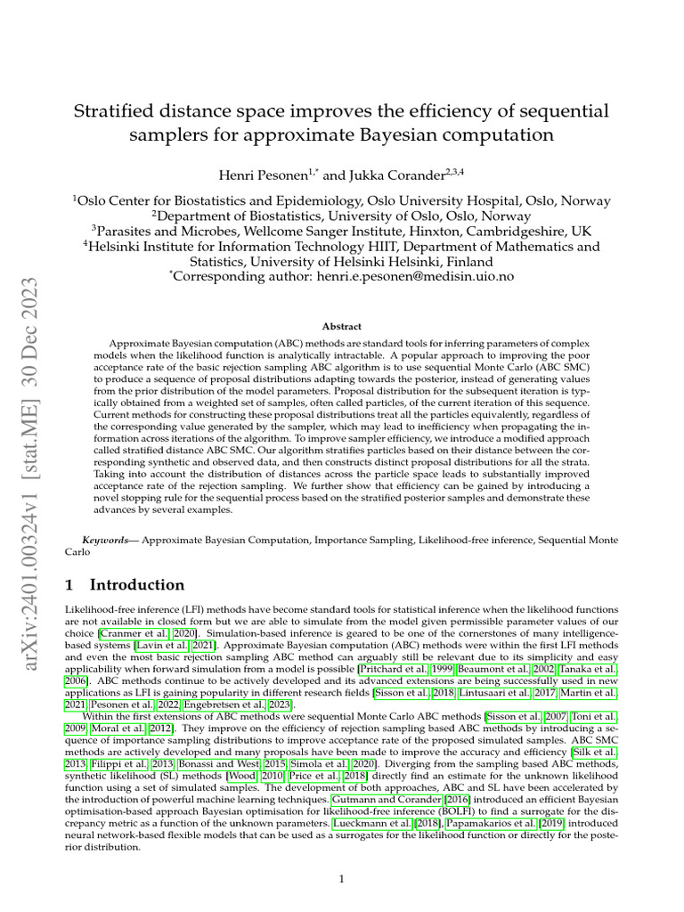 Stratified Distance Space Improves The Efficiency of Sequential Samplers For Approximate ...