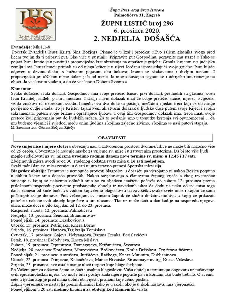 Zupni Listic 296 | PDF