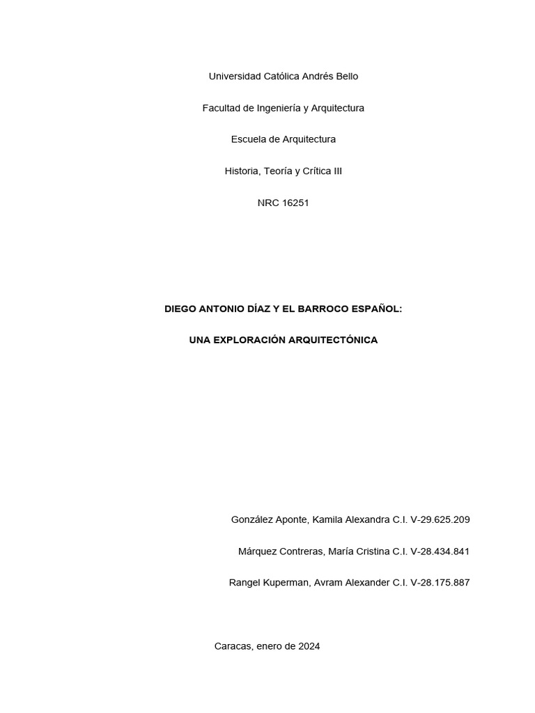 Análisis Barroco Español y La Obra de Diego Antonio Díaz | PDF | Barroco | Iglesia (edificio)