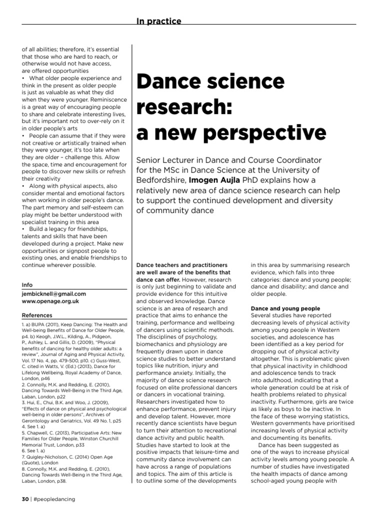 Dance Science Research | PDF | Dances | Well Being