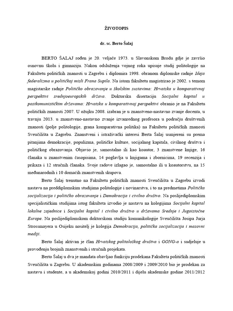 Zivotopis BSALAJ | PDF