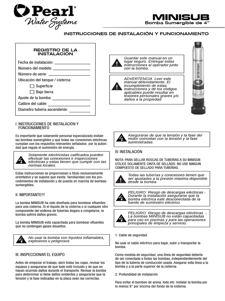 Minisub Manual | PDF | Bomba | Ingenieria Eléctrica