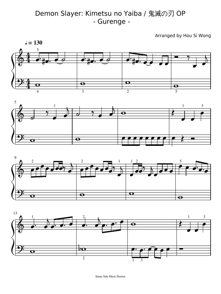 Demon Slayer EASY - Kimetsu No Yaiba OP - Gurenge | PDF