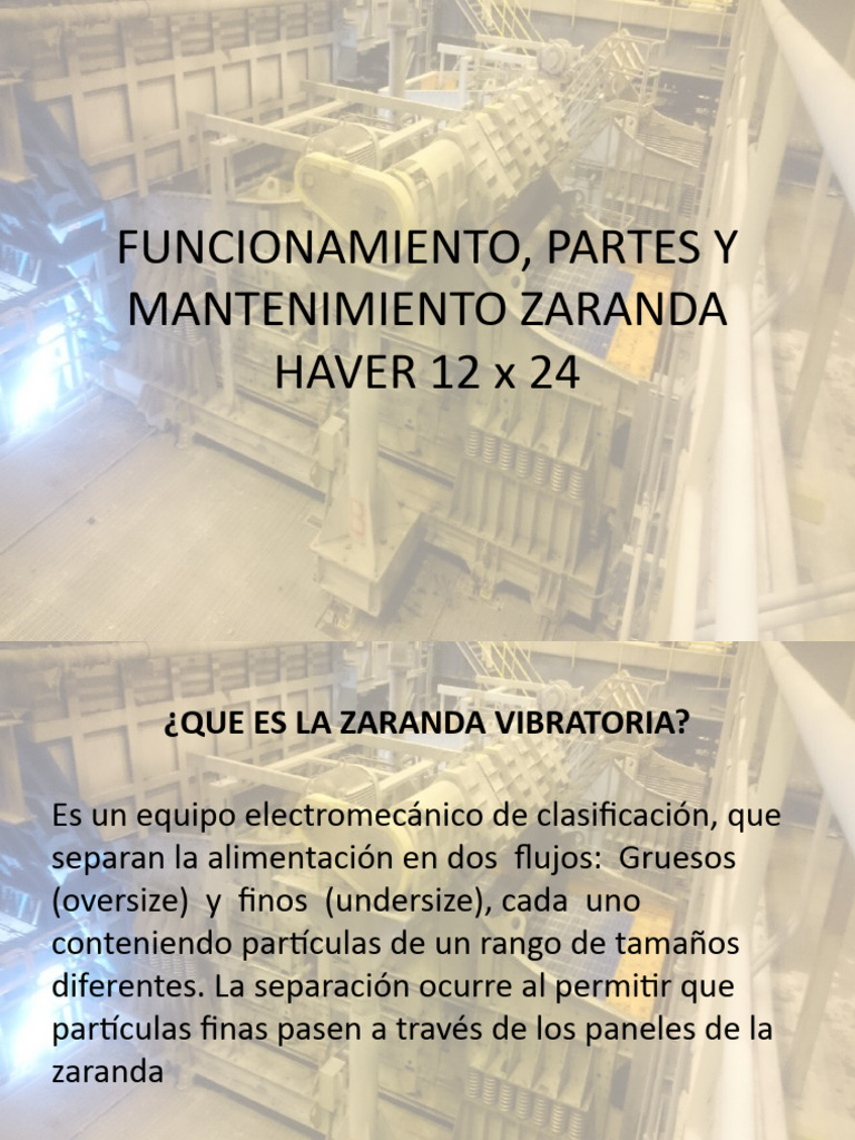 Mantenimiento Zaranda Haver 12x24 | PDF | Tubo vacío | Agua