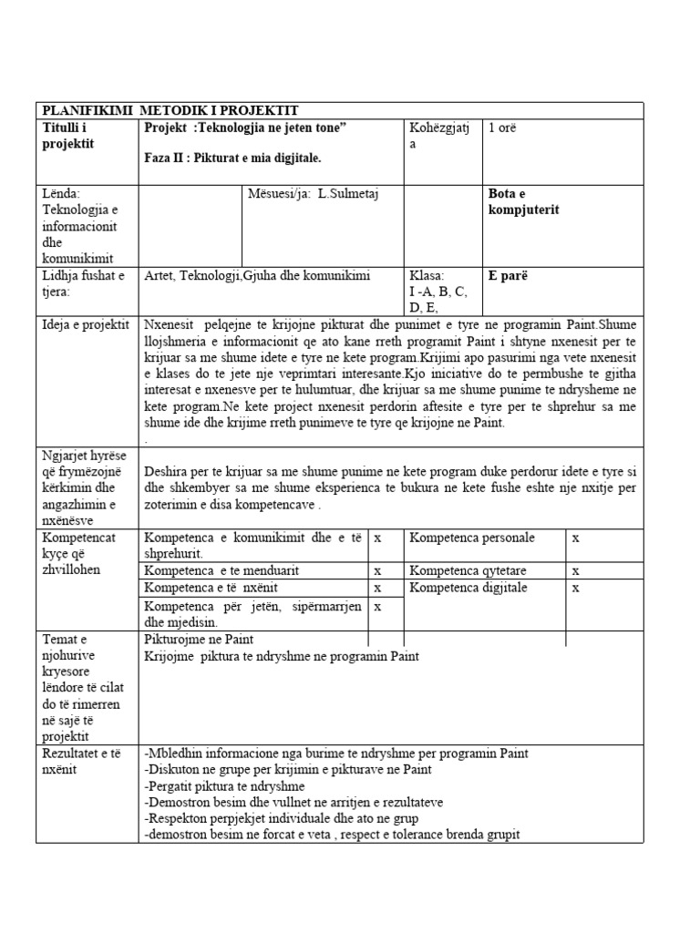 Ditar Projekt Faza II kl4 | PDF