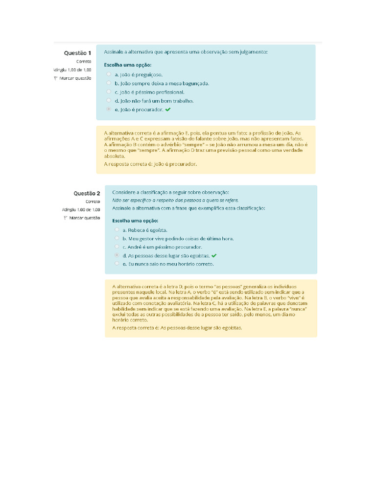Exercícios - Módulo 2 - Observar | PDF