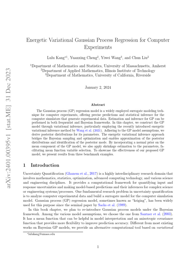 Energetic Variational Gaussian Process Regression For Computer Experiments | PDF | Statistical ...