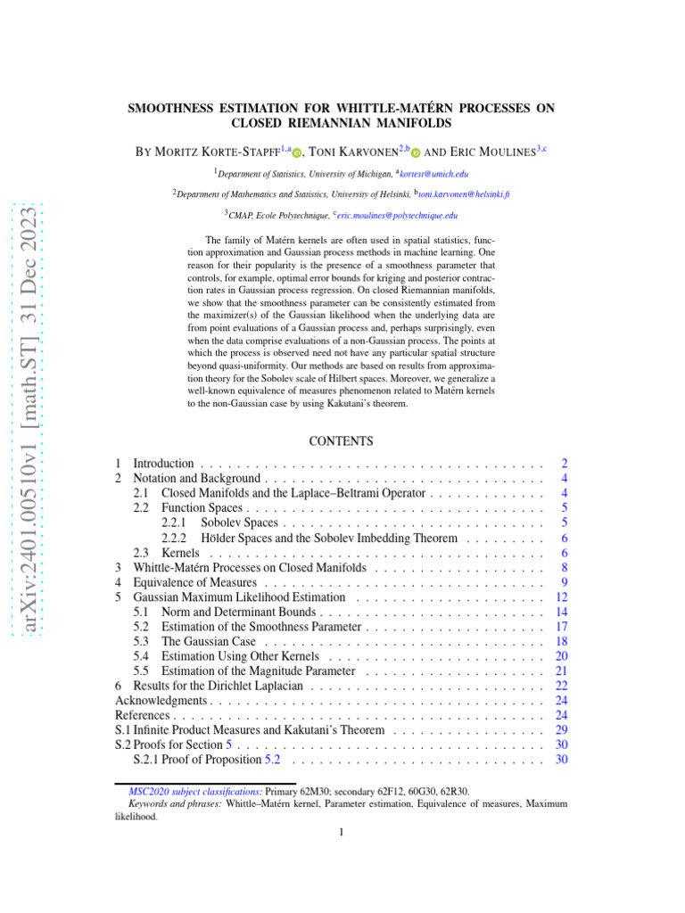 Department of Statistics, University of Michigan, Department of Mathematics and Statistics ...