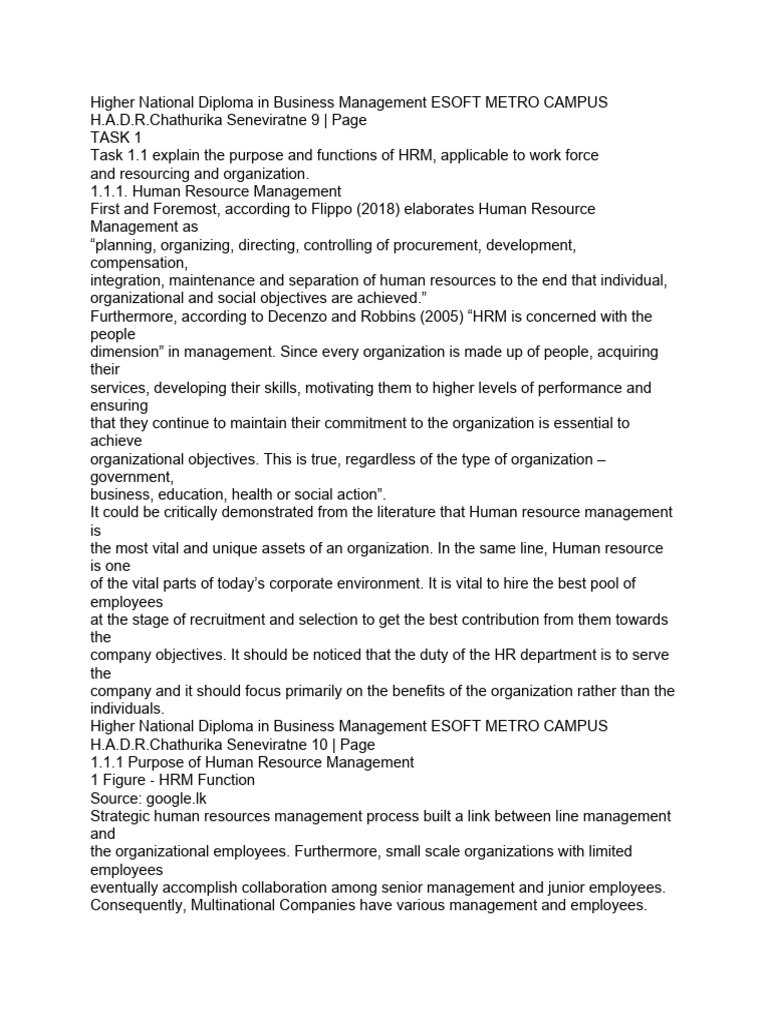 Higher National Diploma in Business Management ESOFT METRO CAMPUS | PDF ...