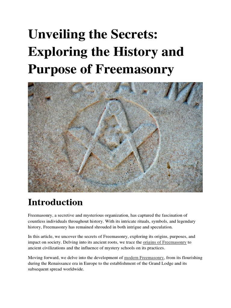 Secrets and Purpose of Freemasonry | PDF | Freemasonry | Masonic Lodge