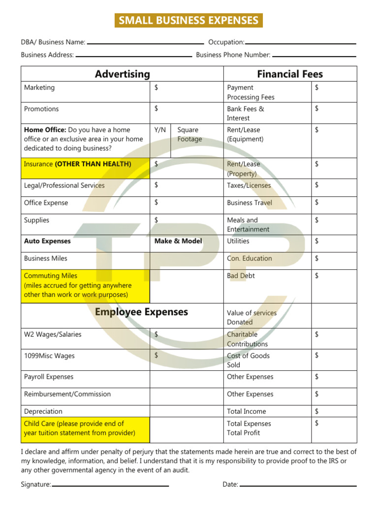 Small Business Expenses | PDF | Expense | Business