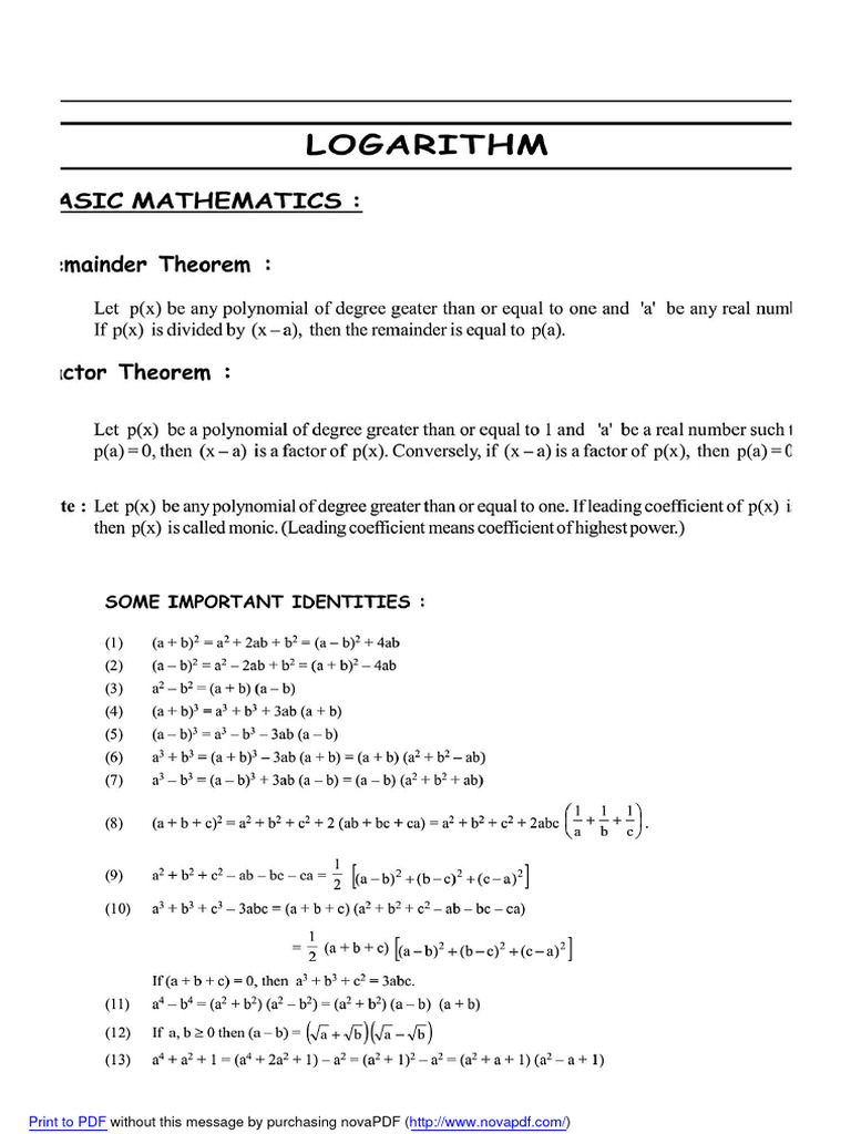 Chapter01 - Logarithm | PDF