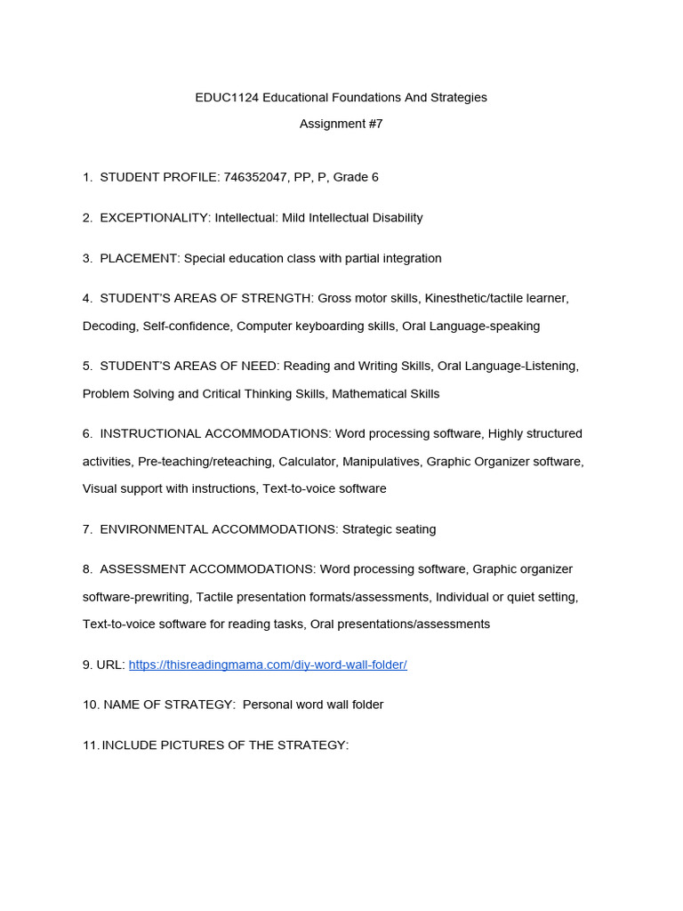 EDUC1124 Assignment #7 | PDF | Learning | Human Communication