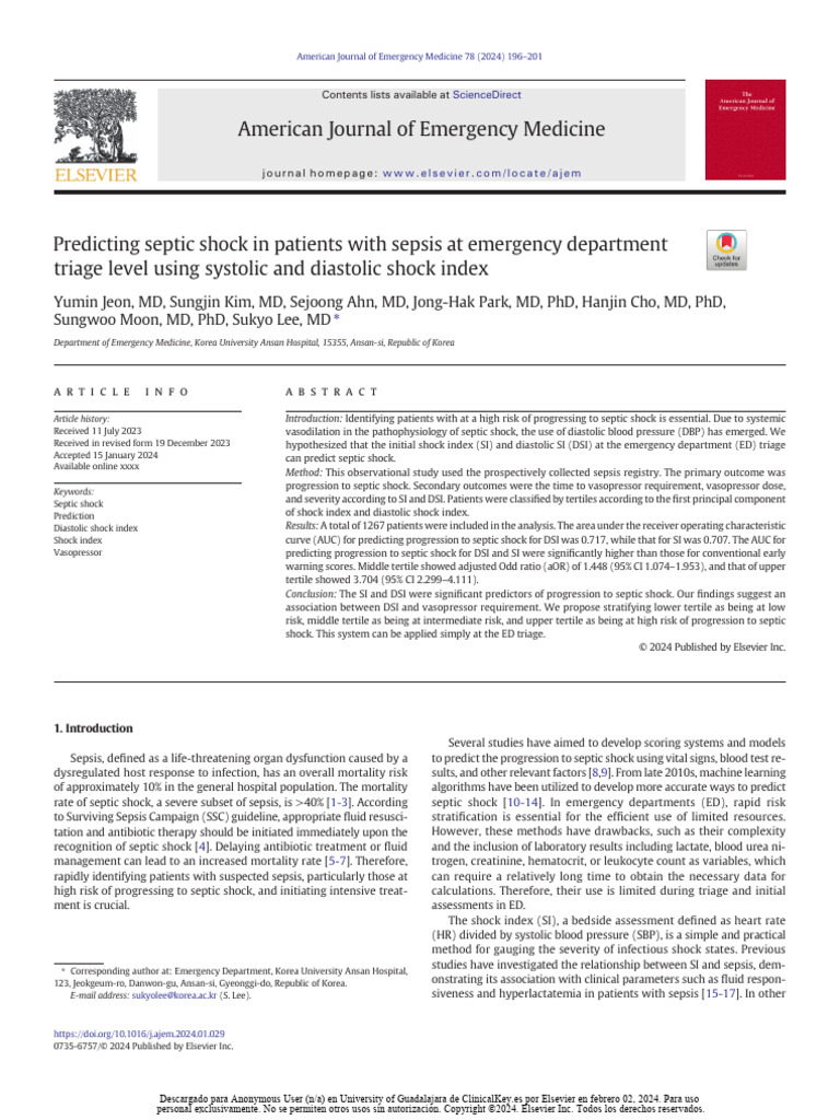 Shock Index | PDF | Shock (Circulatory) | Sepsis