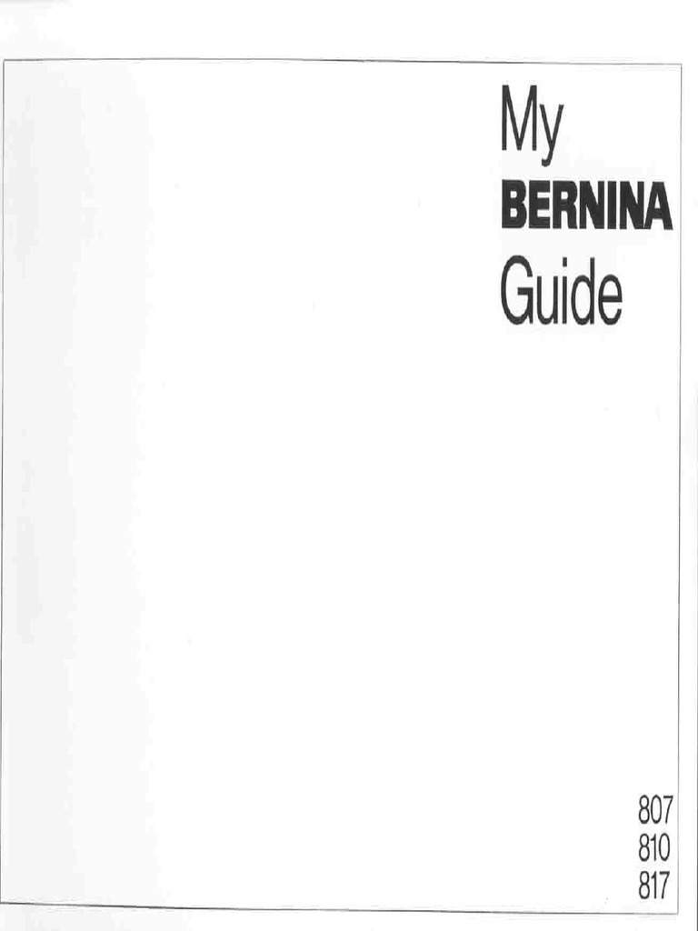 Bernina 807/810/817 Sewing Machine Instruction Manual | PDF
