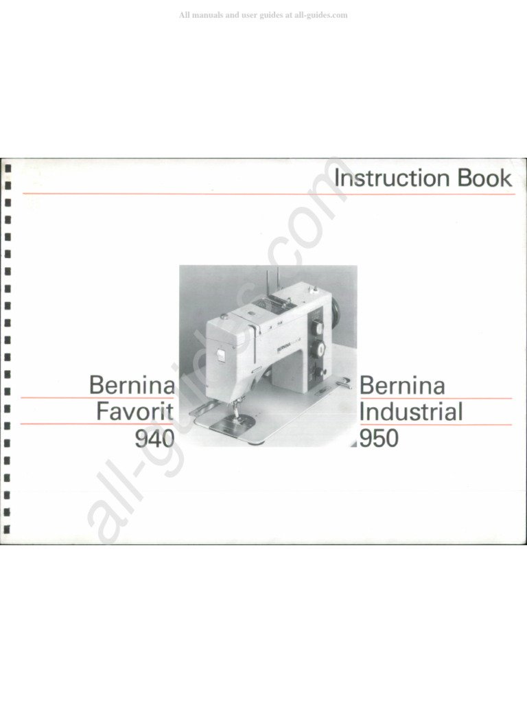 Bernina 940/950 Sewing Machine Instruction Manual | PDF | Sewing ...