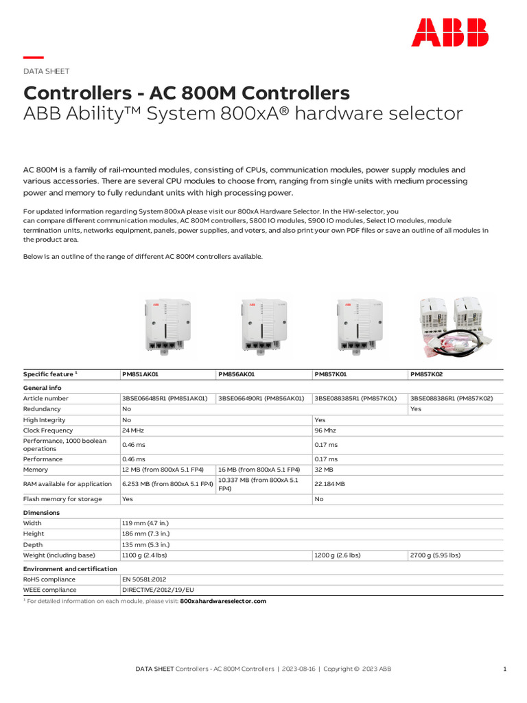 800xa Outline - Controllers - AC 800M Controllers | PDF | Random Access ...