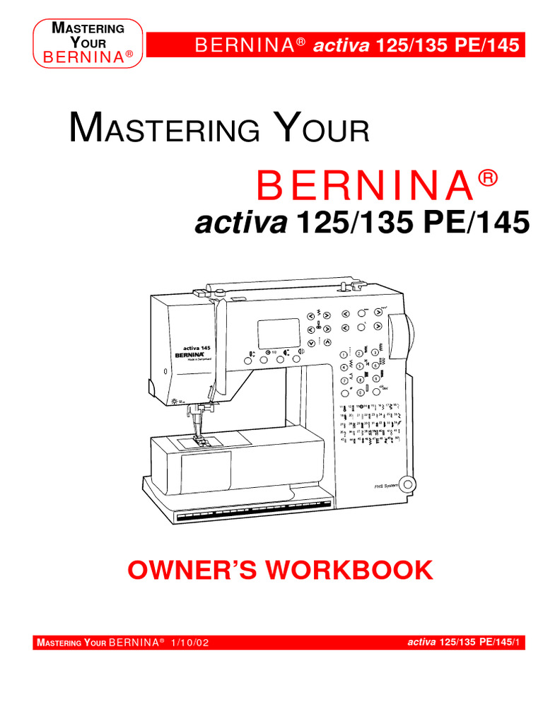 Bernina Activa 125 Sewing Machine Instruction Manual | PDF | Sewing ...