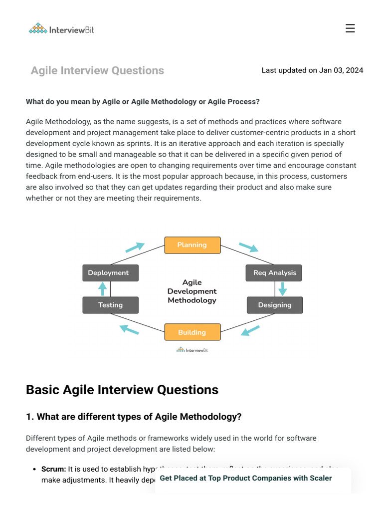 Top Agile Interview Questions | PDF | Agile Software Development | Scrum (Software Development)