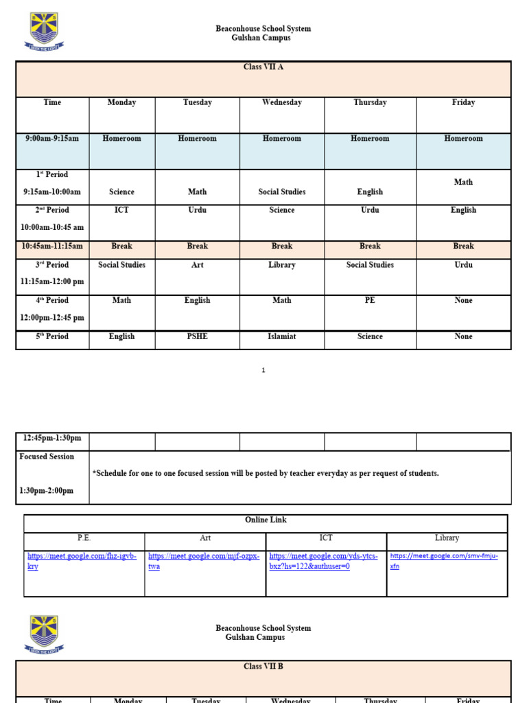 Final BSU Class Time Table 2020-2021 | PDF | Physical Education ...