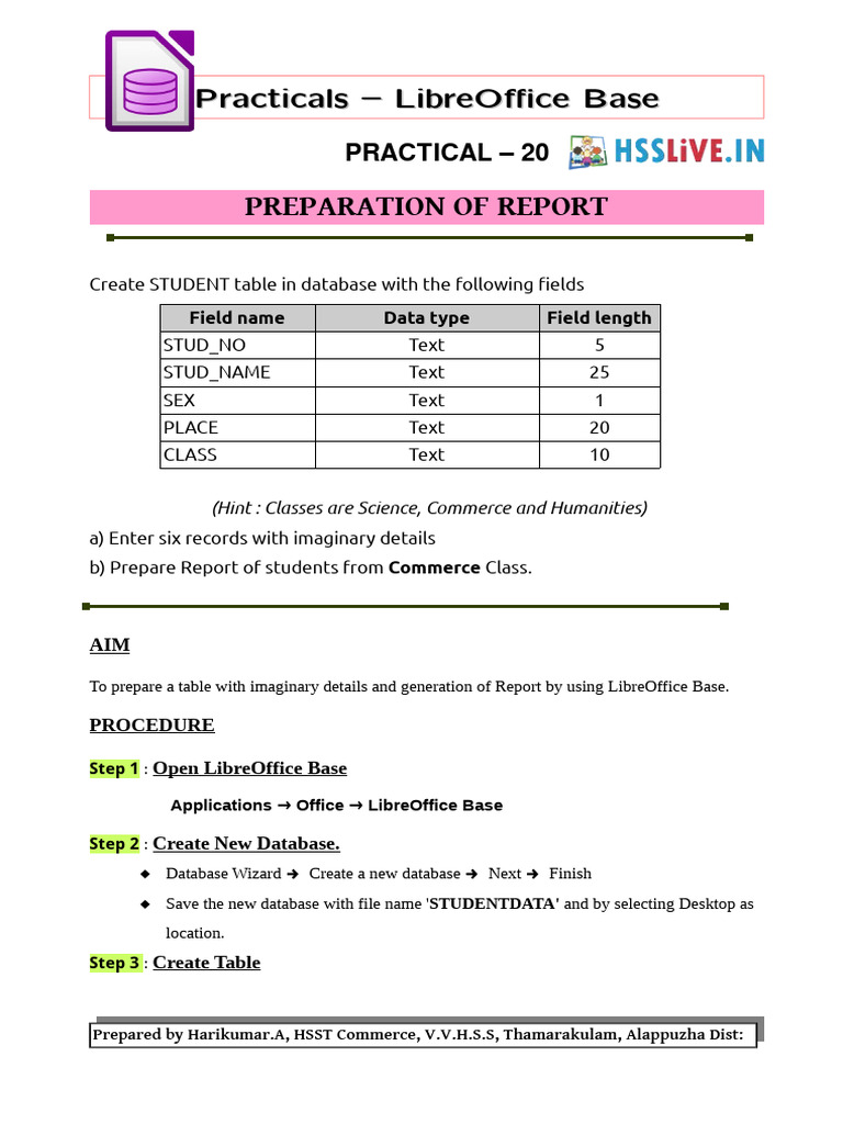 LibreOffice Base: Student Report Guide | PDF | Databases | Application Software