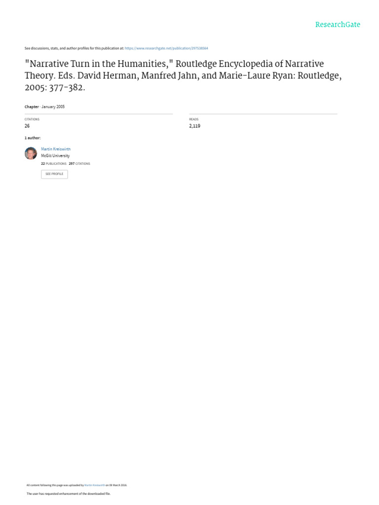 Narrative Turn in The Humanities Routle | PDF