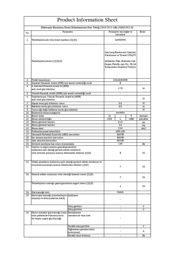 Common Energylabel Ls24ag300nrxuf Productfiche | PDF
