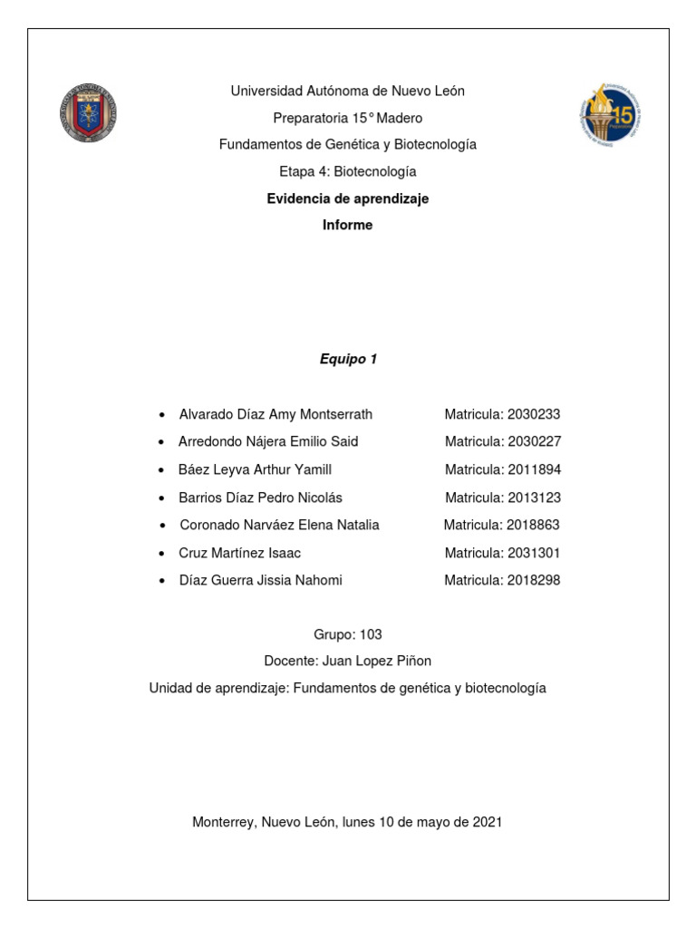 Equipo 1 EV4 FGyB | PDF | Biotecnología | Organismo genéticamente modificado