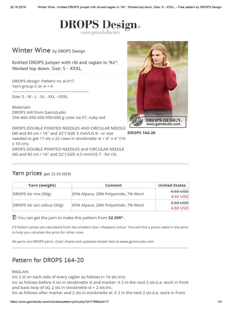 Winter Wine - Knitted DROPS Jumper With Rib and Raglan in "Air". Worked ...