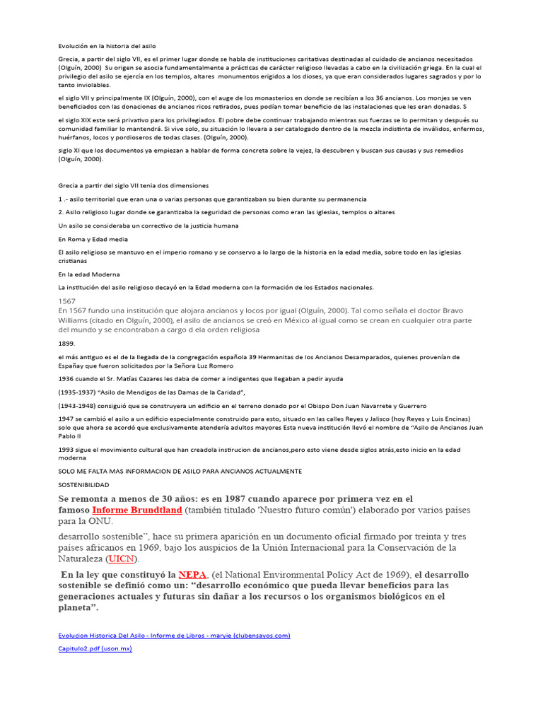 Evolución en La Historia Del Asilo | PDF | Vejez