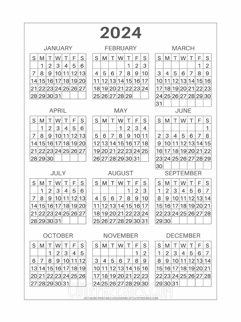 2024 Ataglance Calendar A4 | PDF