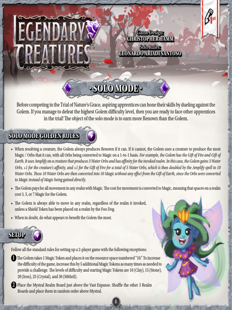 Legendary Creatures Solo Rules High Quality | PDF