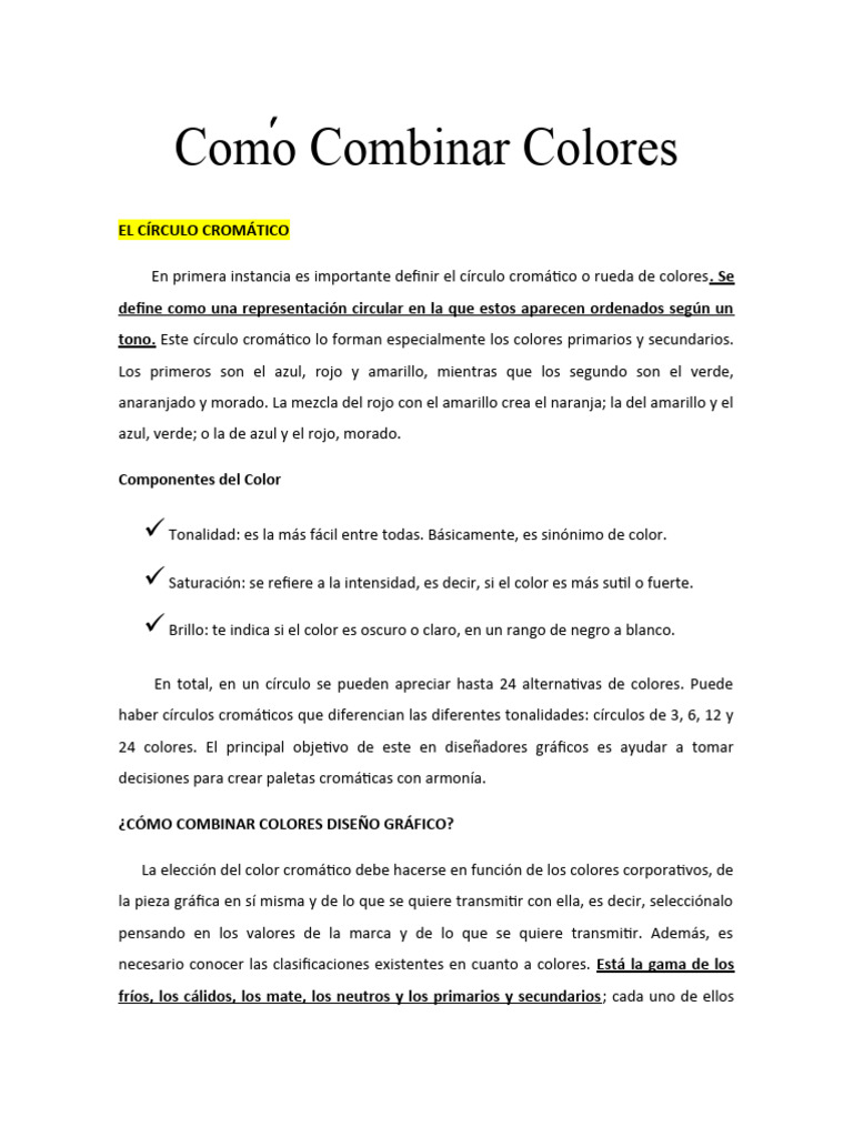 Cómo Combiar Colores | PDF | Color | Tecnicas artisticas