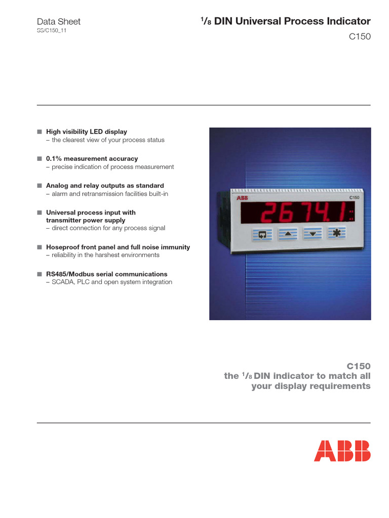 DIN Universal Process Indicator: Data Sheet C150 | PDF | Thermocouple ...