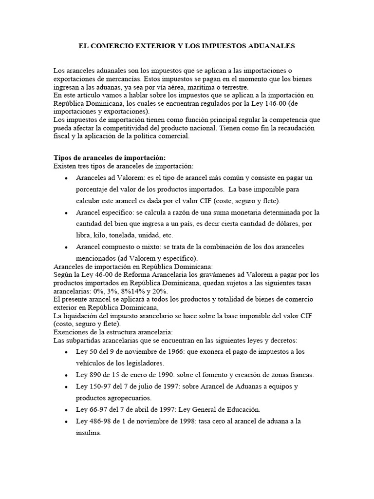 El Comercio Exterior y Los Impuestos Aduanales | PDF | Arancel | aduana