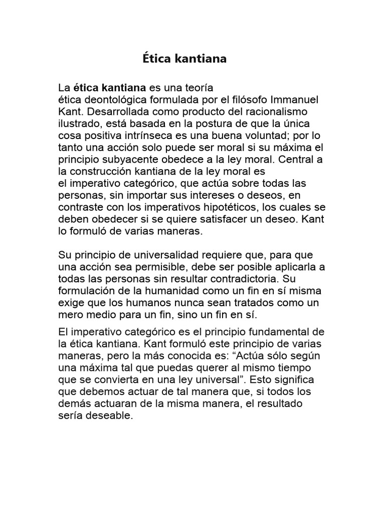 Ética Kantiana | PDF