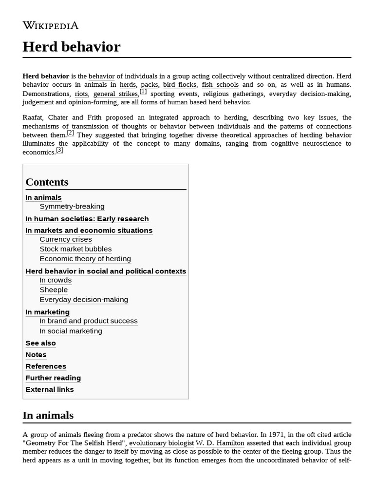 Herd Behavior | PDF | Psychology