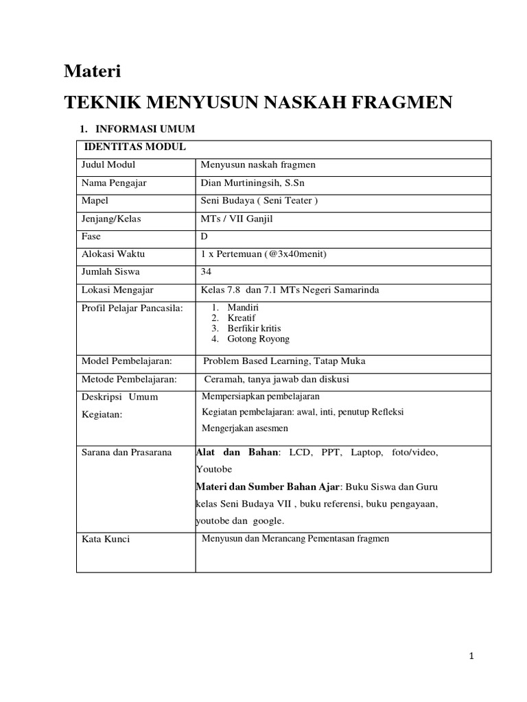 Teknik Menyusun Naskah Fragmen | PDF