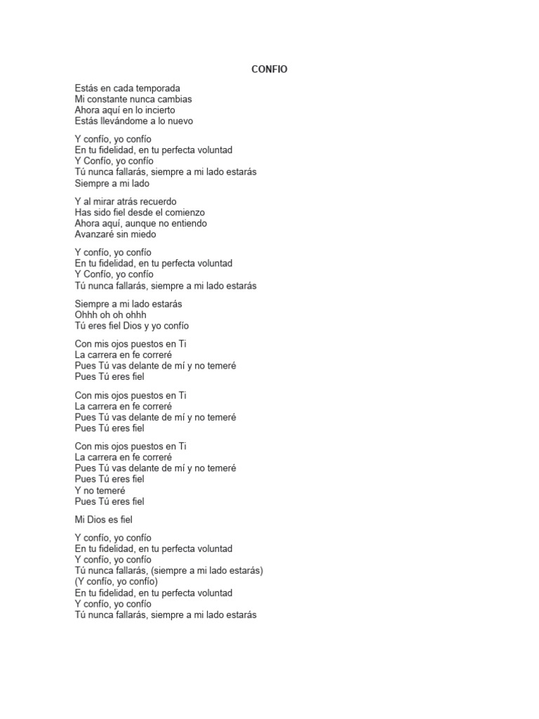 Letra Cancion Confio | PDF