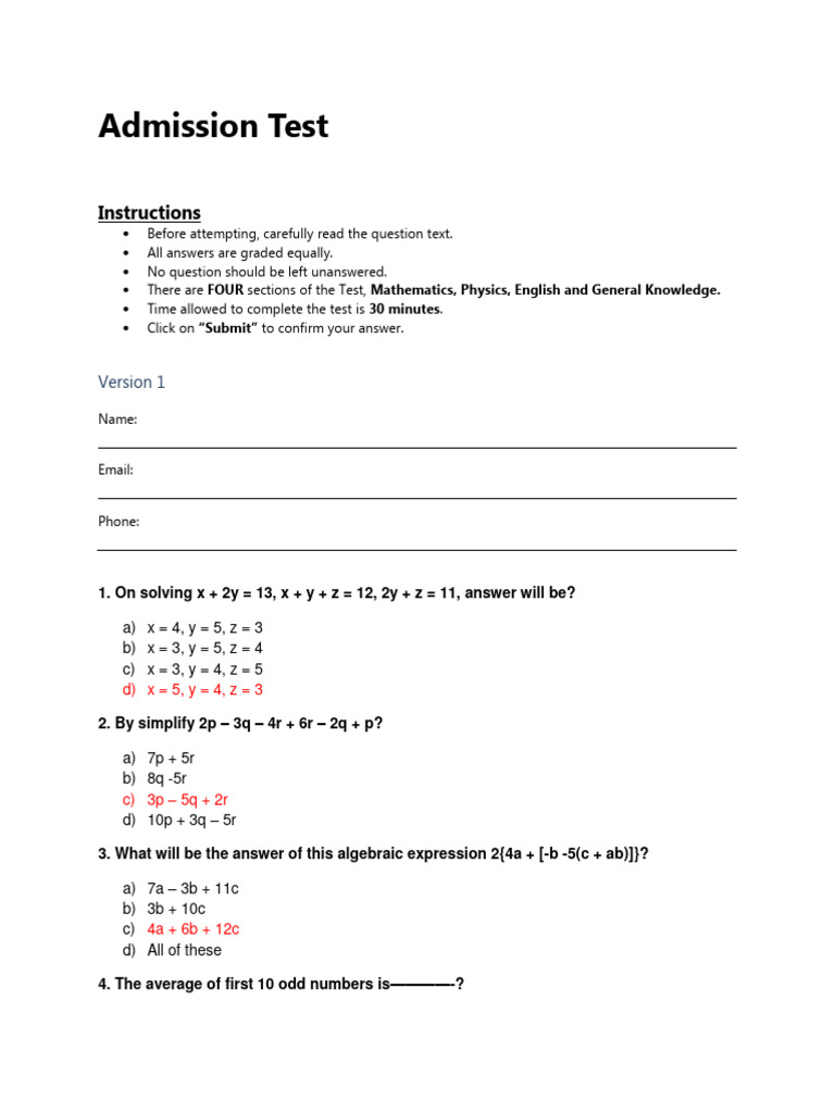 Addmission New Sample Test | PDF | Electric Current | Neutron