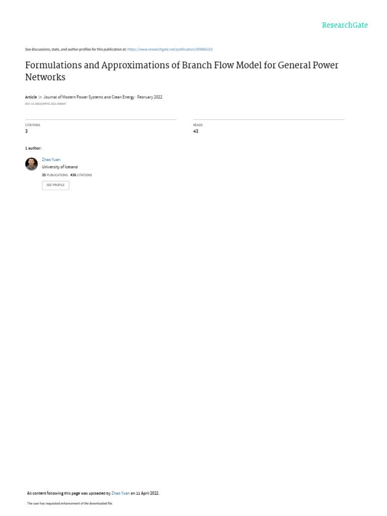 Formulations and Approximations of Branch Flow Model for General Power Networks | PDF ...