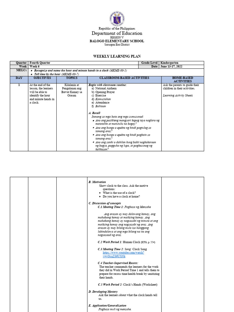 Kindergarten WLP-Q4-Week 6 Asf | PDF | Youth | Human Life Stages
