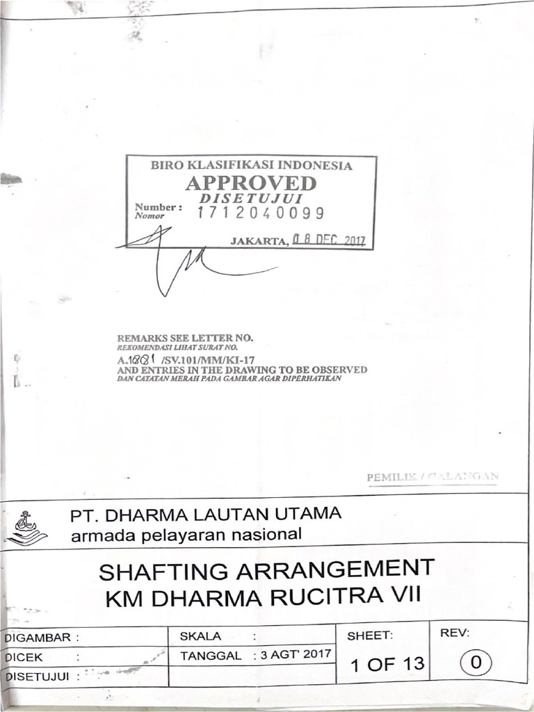 Shafting Arrangement - KM Dharma Rucitra VII | PDF