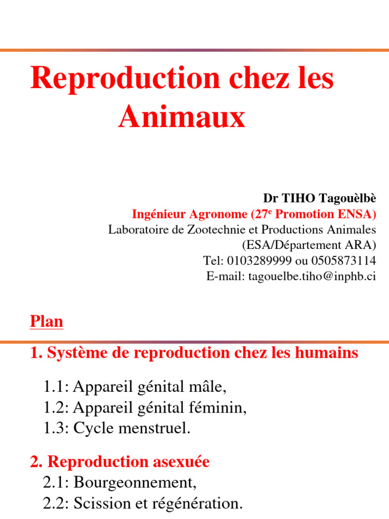 1er Cours Reproduction | PDF