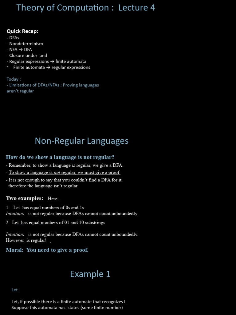 L4 - Irregular Languages | PDF | Models Of Computation | String (Computer Science)