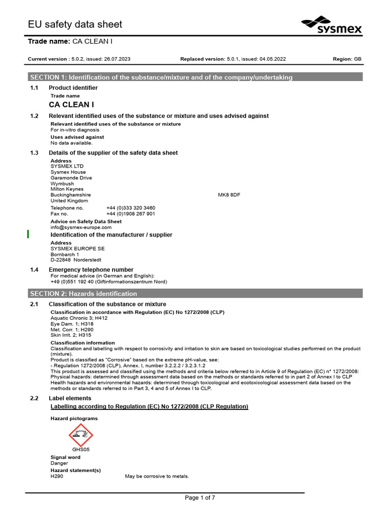 Ca Clean I | PDF | Hazards | Environmental Science