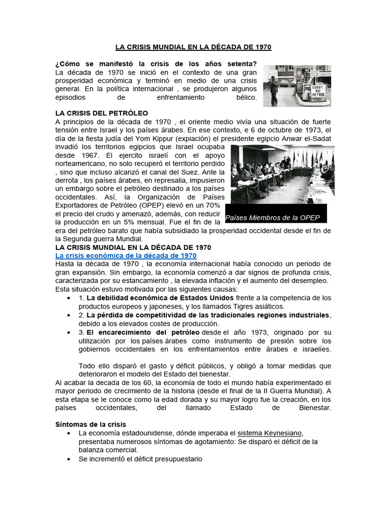 La Crisis Mundial en La Década de 1970 | PDF | Gran depresion | Crisis ...