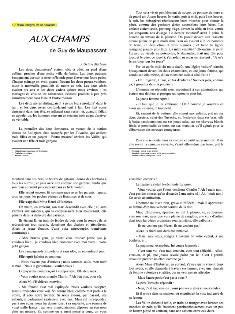 Aux Champs Texte Inegral | PDF