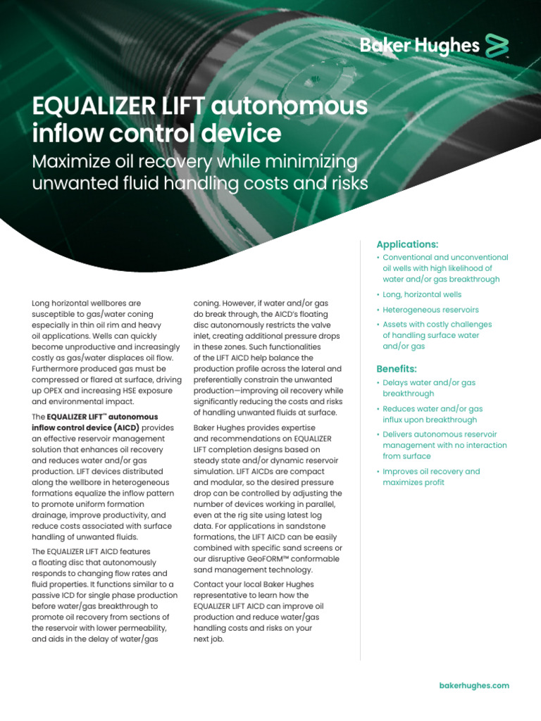 EQUALIZER LIFT Autonomous Inflow Control Device SLSH | PDF | Petroleum ...
