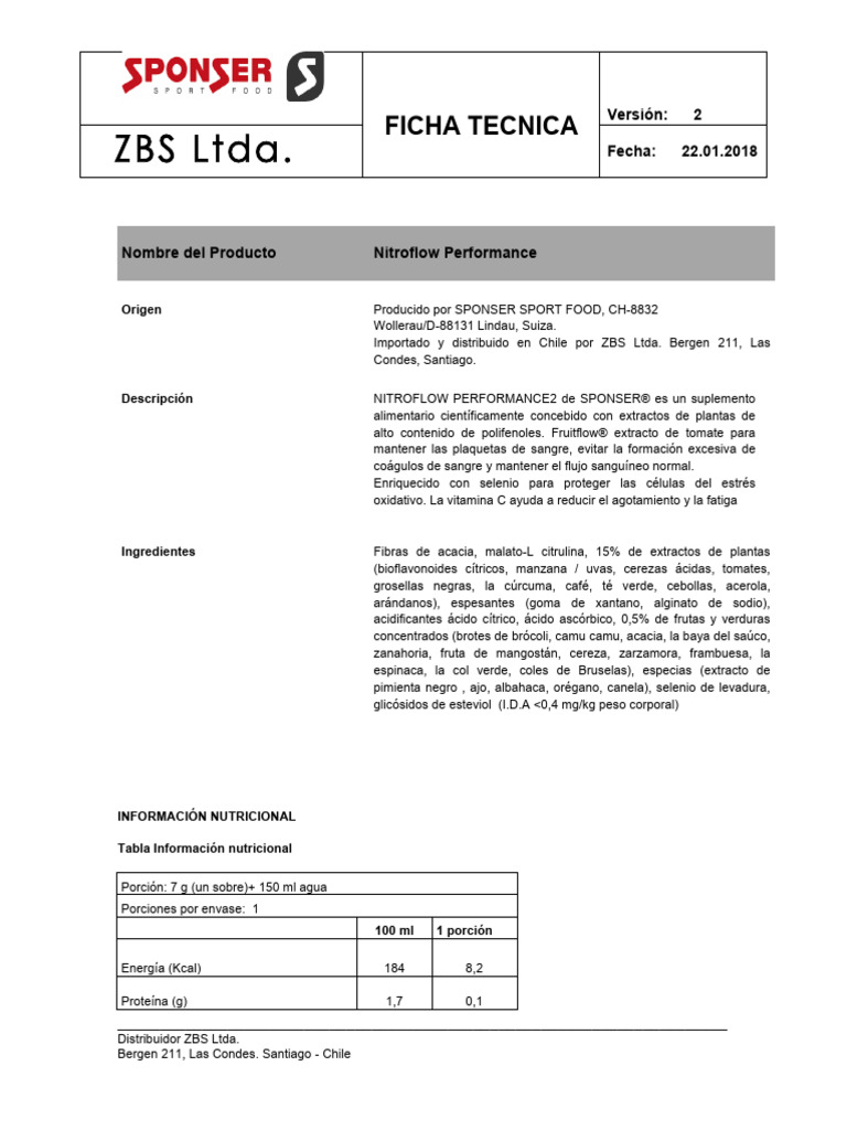 25 - Nitroflow Performance | PDF | Vitamina C | Comida y bebida